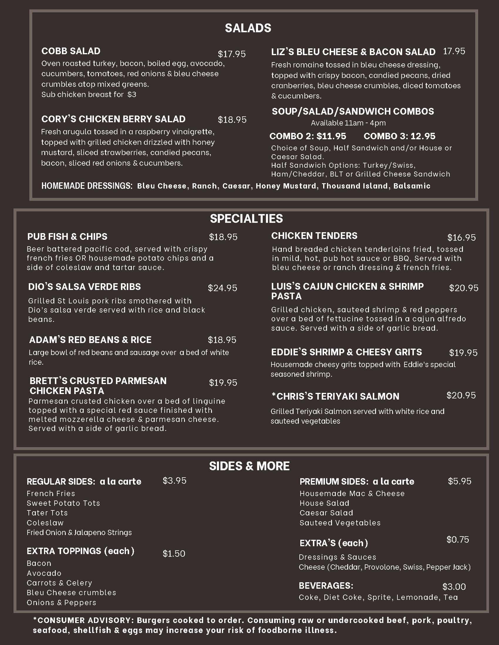 Menu – West 94th St Pub